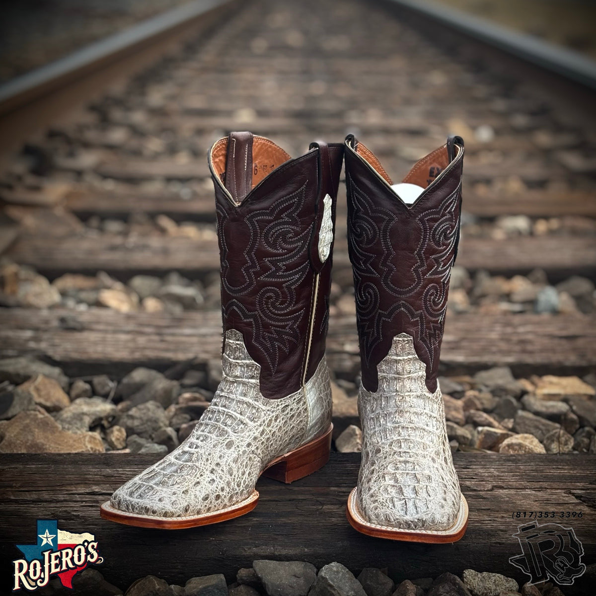 CAIMAN CUERNO NATURAL SQUARE TOE WESTERN BOOT BR EDITION – Botas Rojero