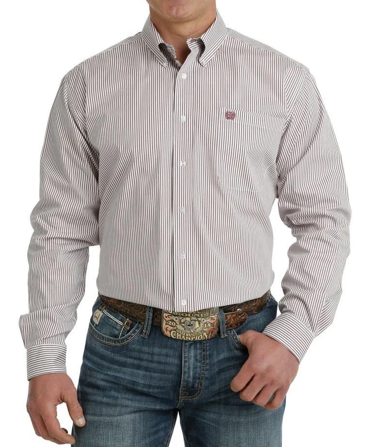 MENS CINCH WHITE STRIPE LONG SLEEVE SHIRT | MTW1105711 – Botas Rojero