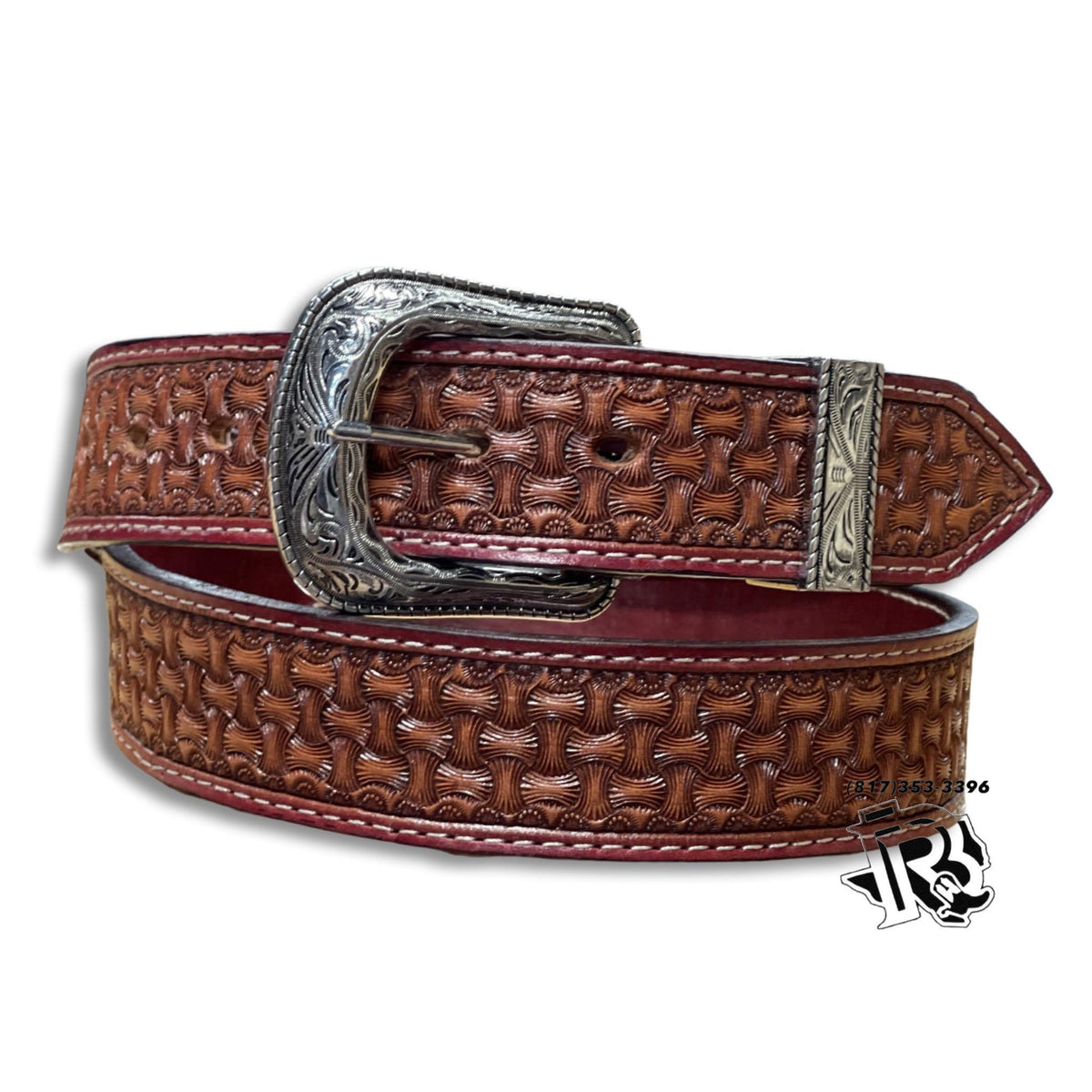 Travis “ | Men Belt Light Brown Hand tooled Leather – Botas Rojero