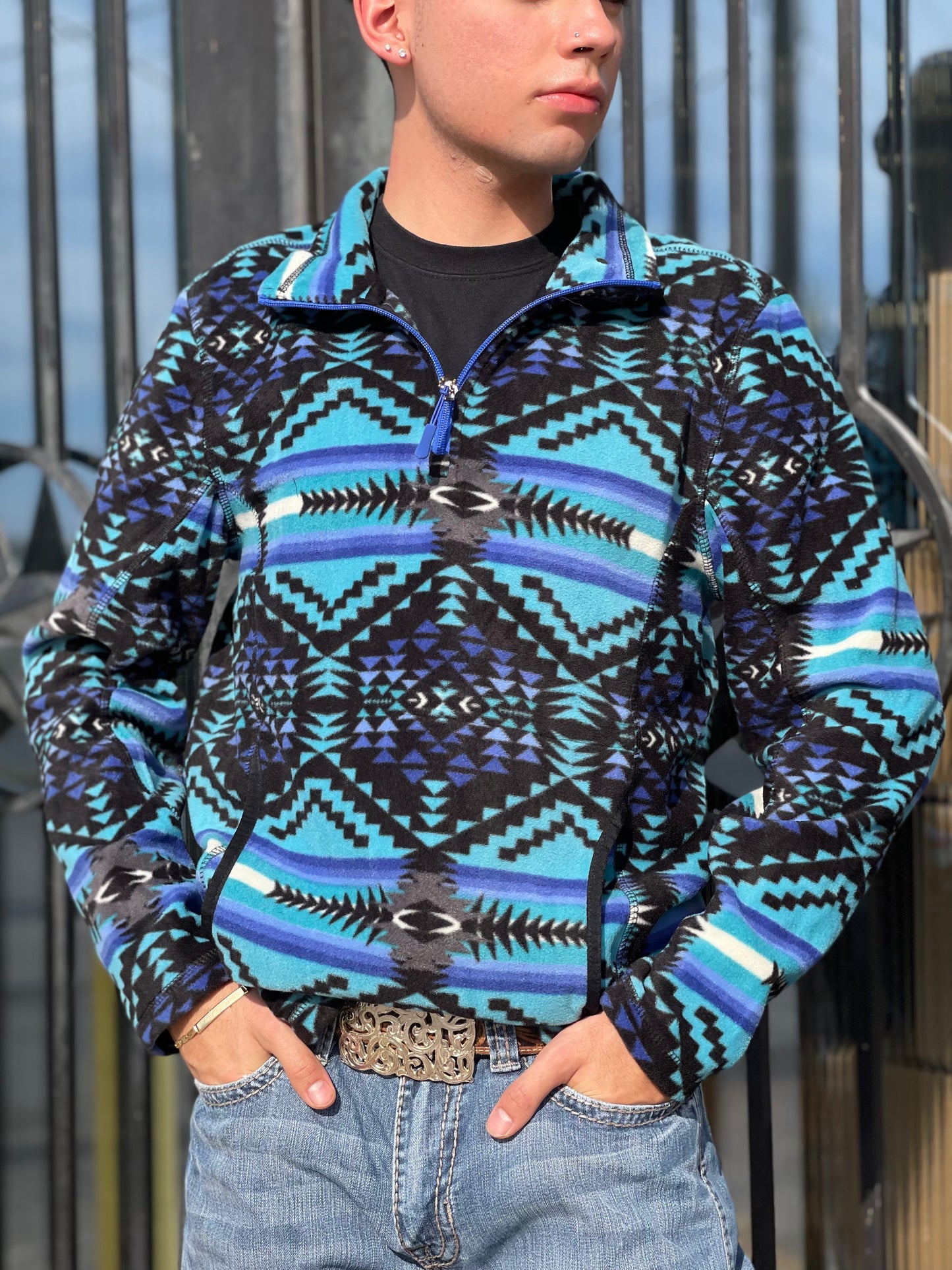 MENS AZTEC FLEECE PULLOVER BLACK PANHANDLE | PRMO91RZXV – Botas Rojero